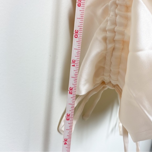 DFAY | Dresses | Dfay Lace Trim Ruched Satin Mini Dress New With Tags ...